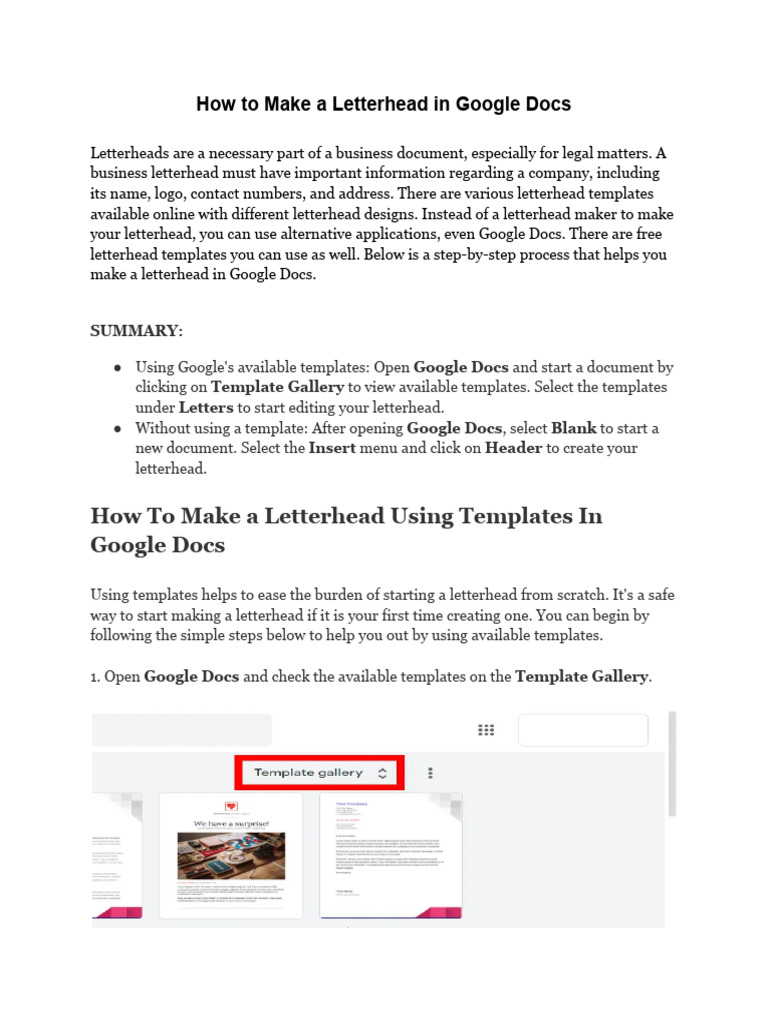 How-to-Make-a-Letterhead-in-Google-Docs | Download Free PDF | Computing | Software