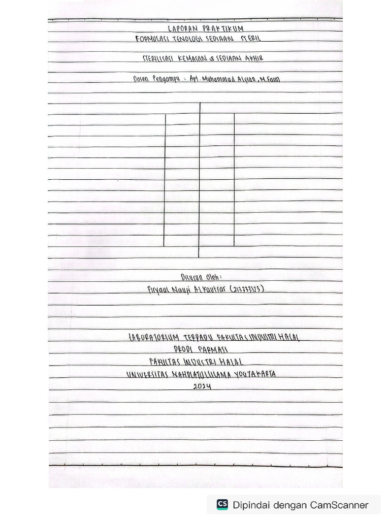 Laporan Praktikum FTS Steril I | PDF