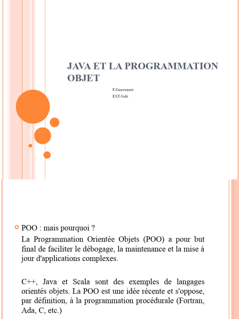 Cours_JavaCH1 | Télécharger gratuitement PDF | Classe (informatique) | Java (Langage de ...