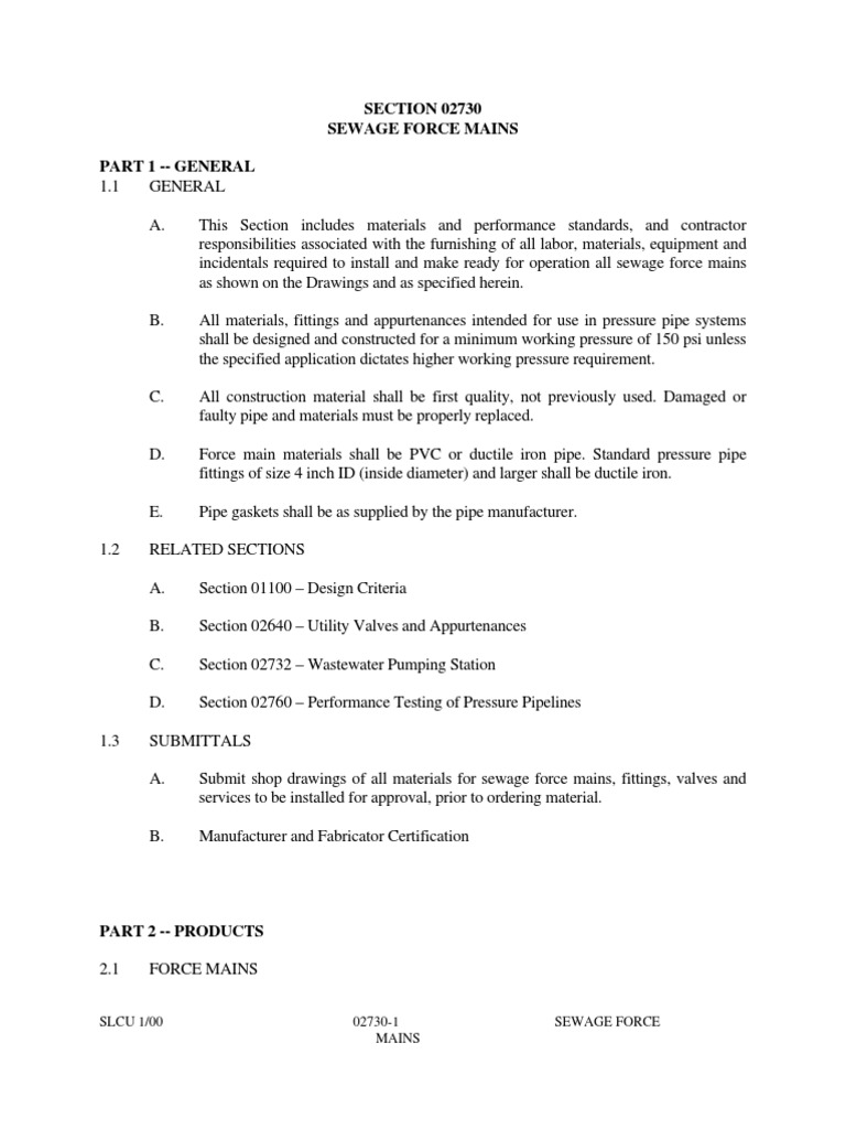 Sewage Forcemain Design | PDF | Pipe (Fluid Conveyance) | Valve