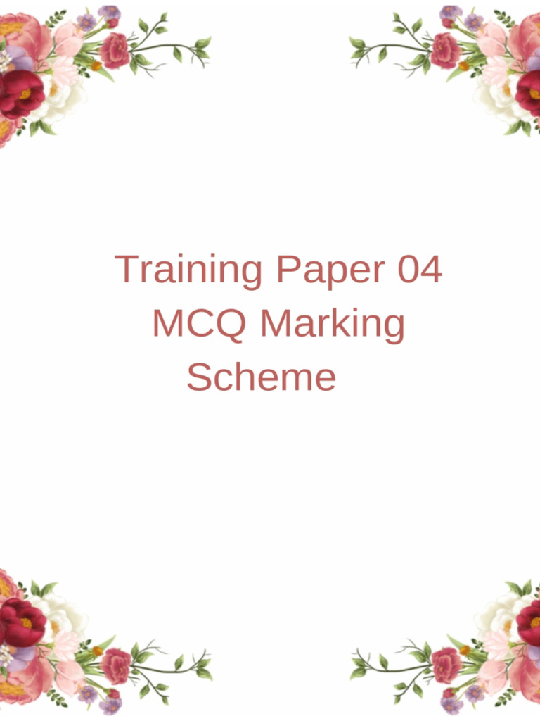 Training Paper 04 MCQ Marking | PDF