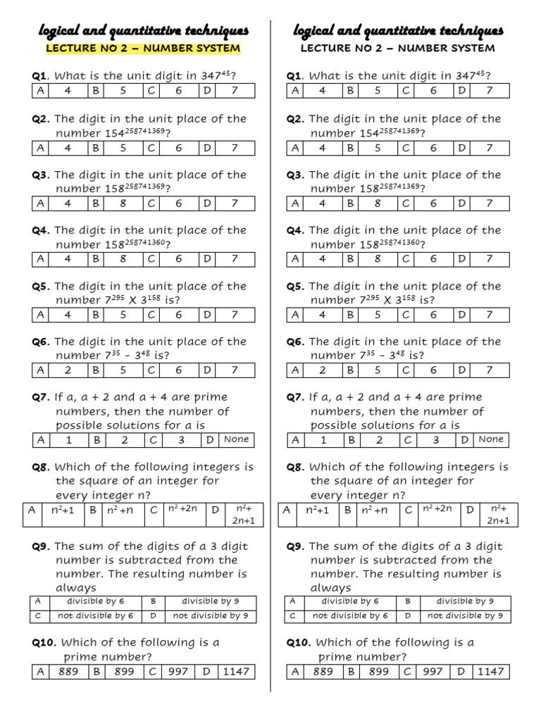Logical Quant practice 2 | Download Free PDF | Arithmetic | Number Theory