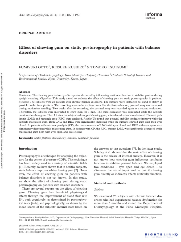 Effect of Chewing Gum and Postural | PDF | Medicine | Neurology
