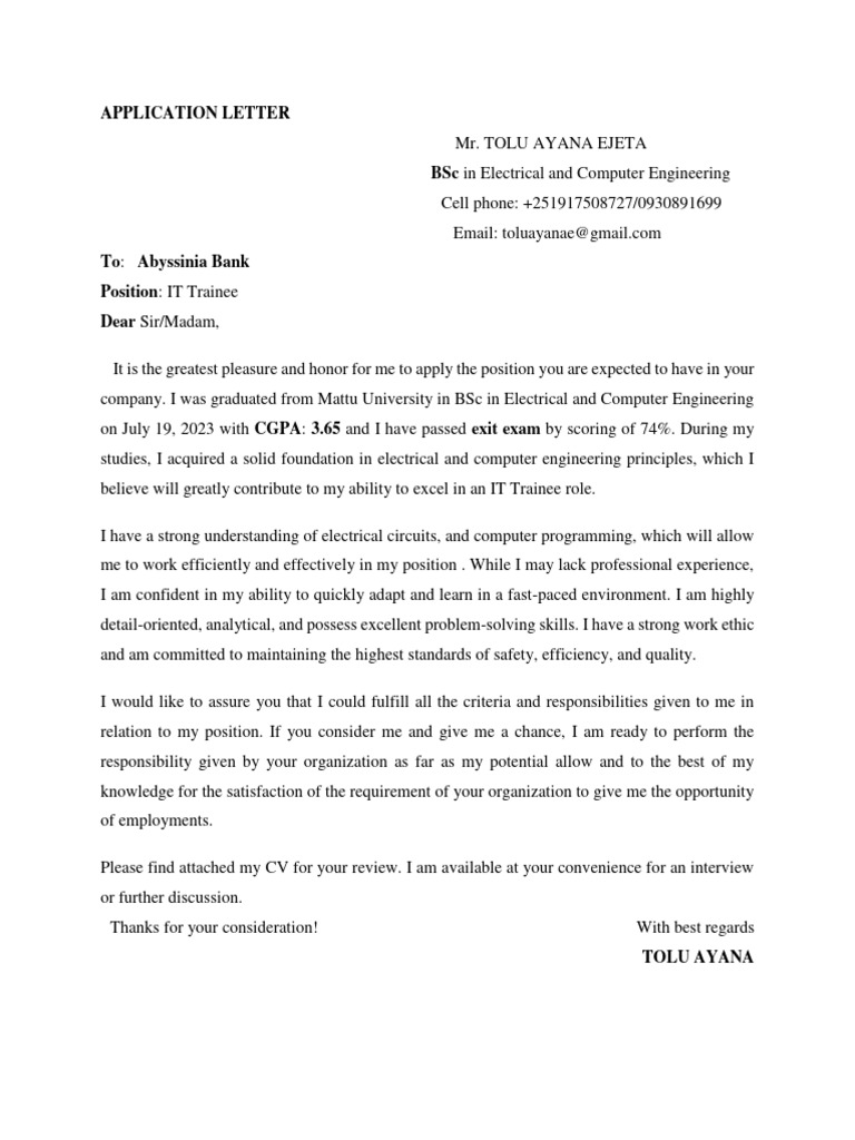 APPLICATION LETTER | PDF
