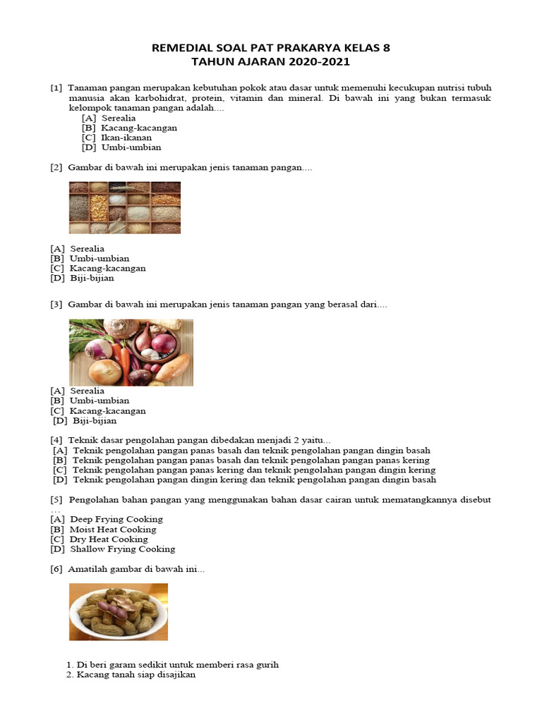 Remedial Soal Pat Prakarya Kelas 8 | PDF