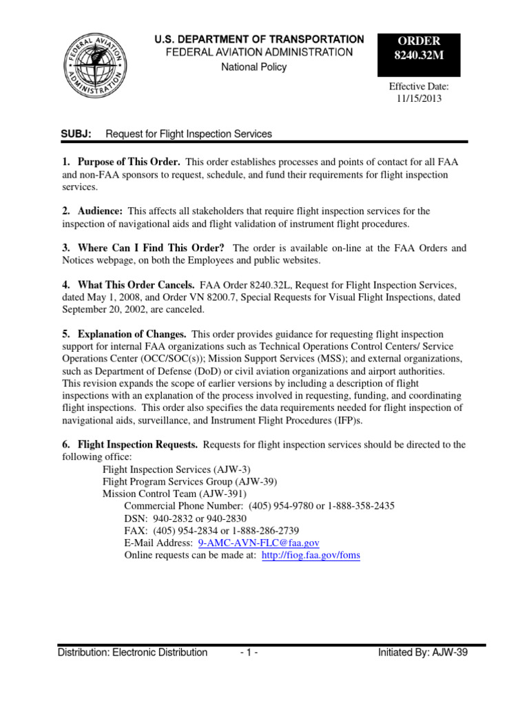 Order 8240.32M: 9-AMC-AVN-FLC@faa - Gov | PDF | Federal Aviation ...