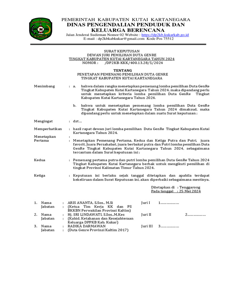 SK Pemenang BARU DUGEN 2024 | PDF