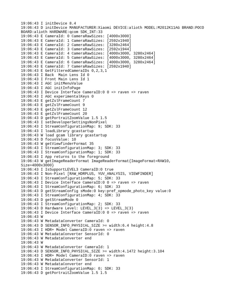 Xiaomi POCO M2012K11AG Camera Log | PDF | Software Development Kit | Computing