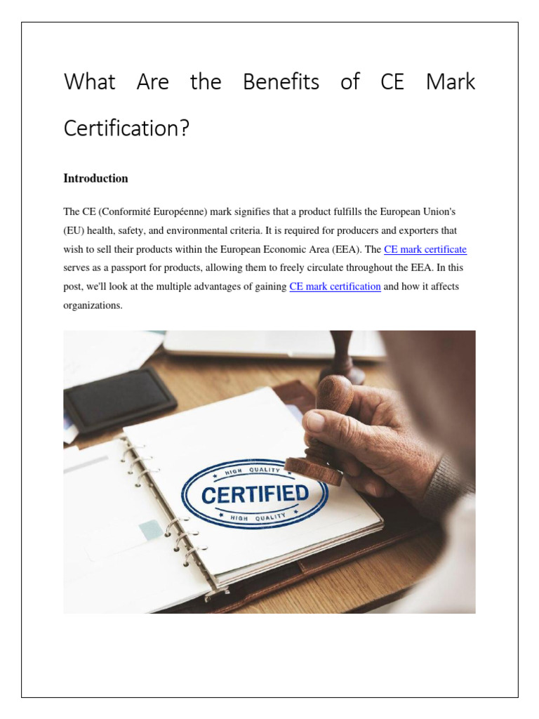 What Are The Benefits of CE Mark Certification | Download Free PDF ...