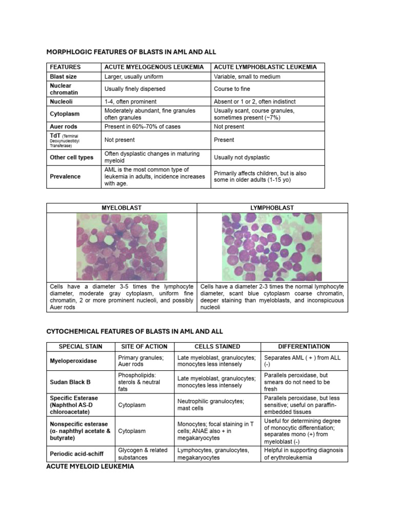 Compilation Table For Leukemia Aml and All | PDF | Leukemia | Cell Biology