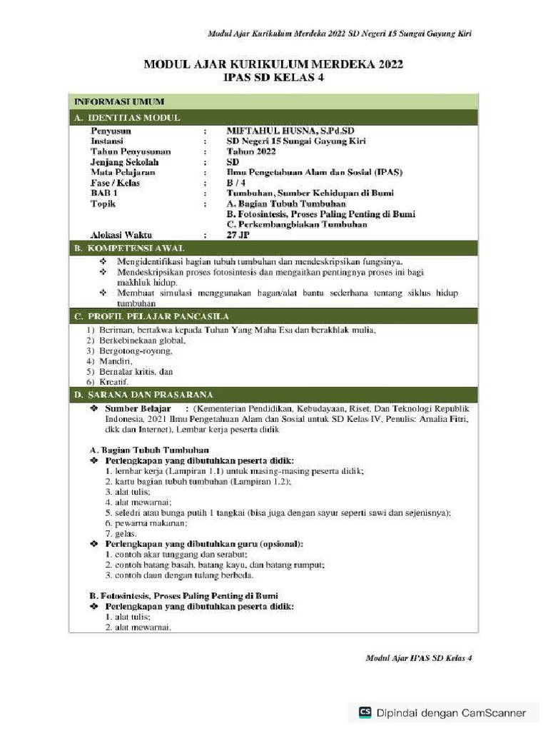 Contoh Modul Ajar | PDF