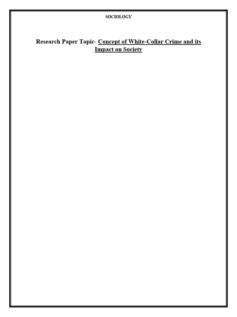 Sociology Research Paper | PDF | Crimes | Crime & Violence