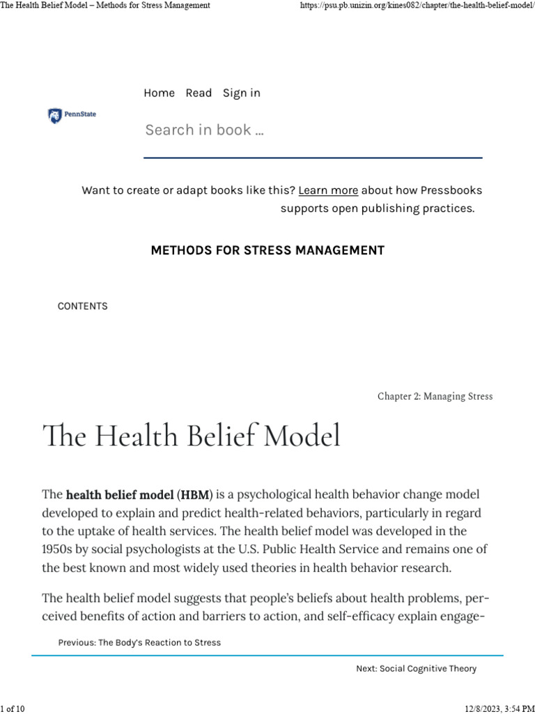 Health Belief Model Explained | PDF | Psychological Concepts | Psychology