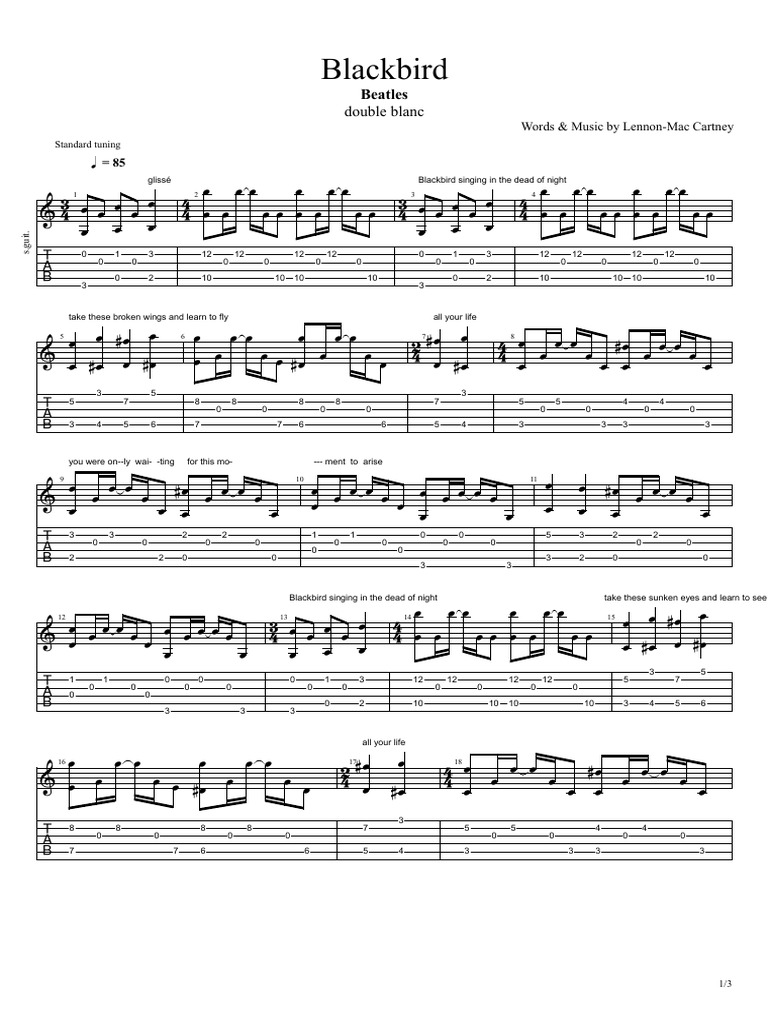 Beatles The Blackbird Arr Grd4 Pdf Paul Mc Cartney Songs Written
