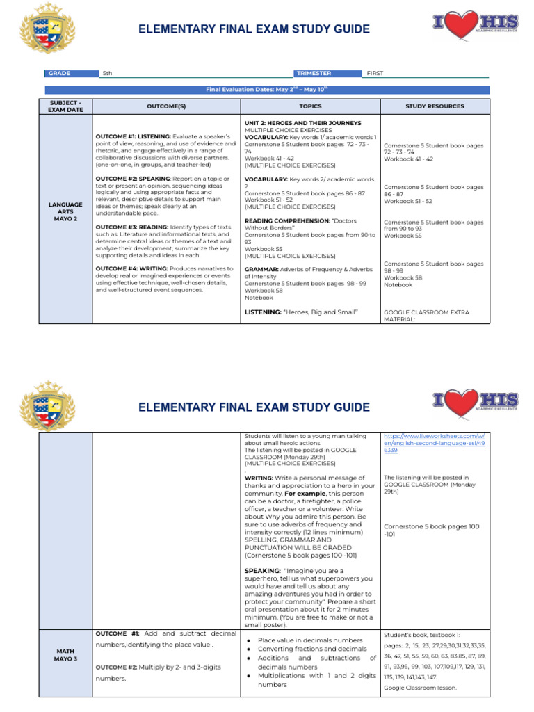 5th Study Guide Final | PDF | Reading Comprehension