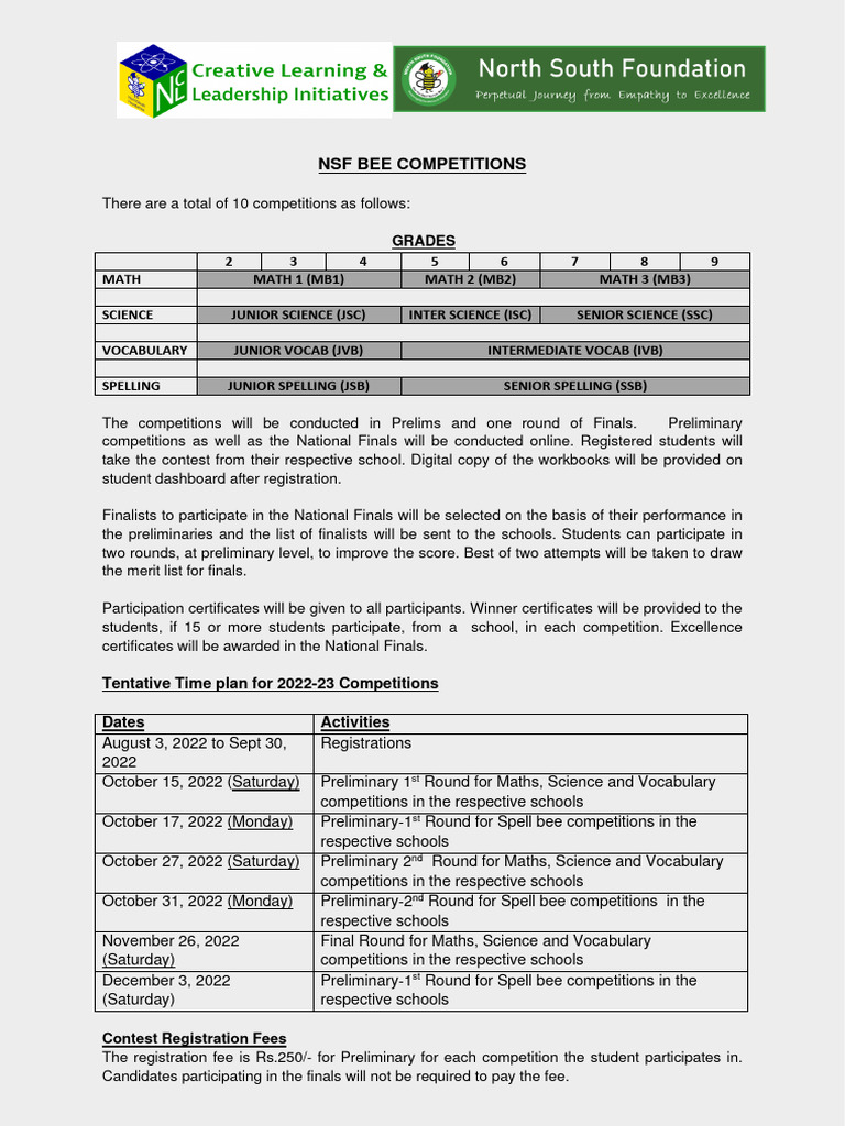 Competitions | PDF | Educational Stages | Schools