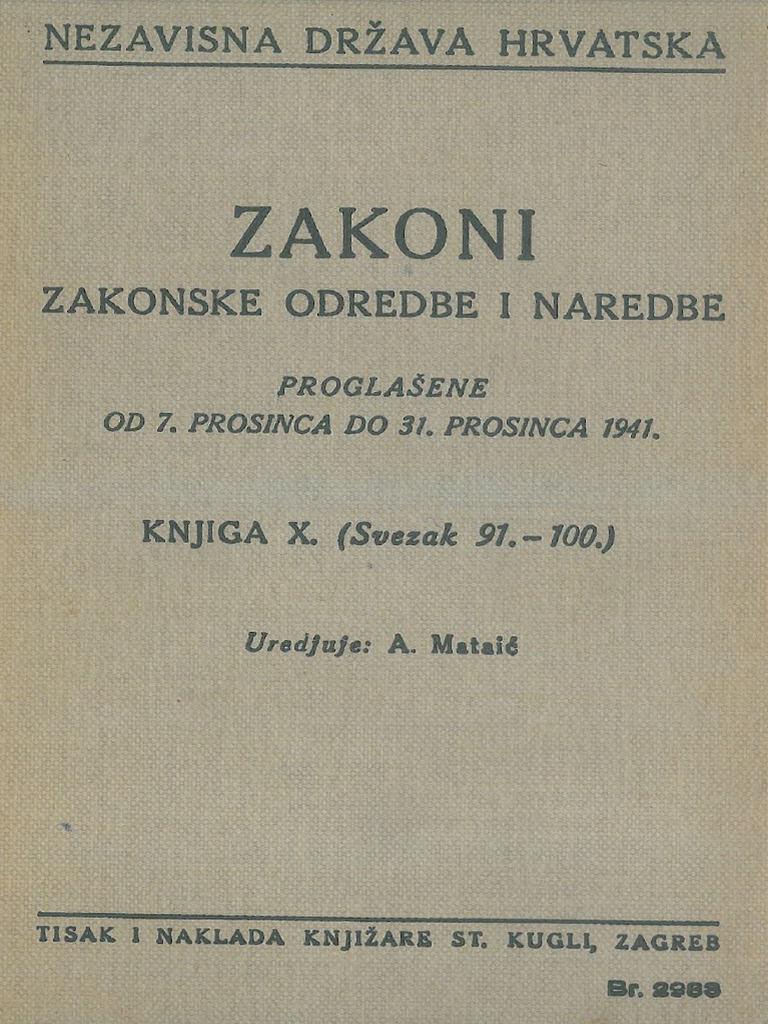Zakoni Odredbe Naredbe Knjiga X | PDF