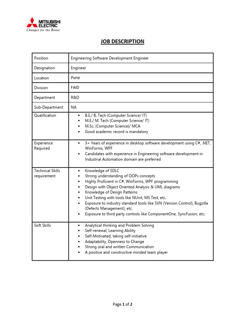 JD Engineer Engg Software Development | PDF | Unit Testing | Software ...