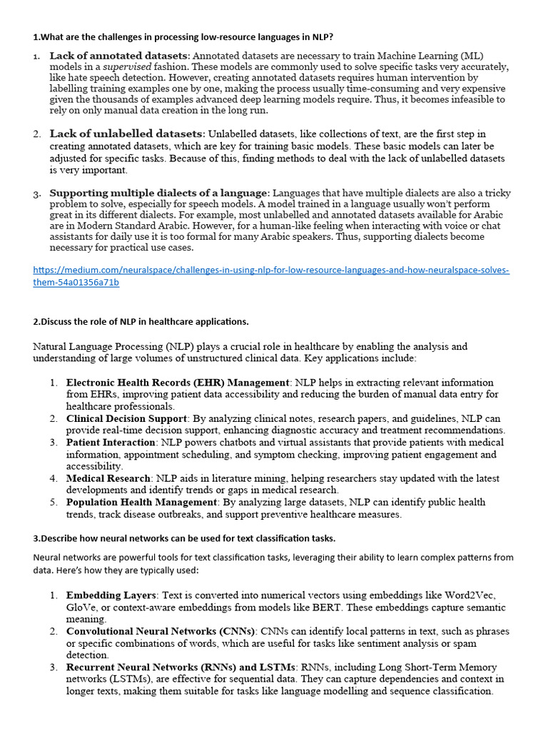 NLP_Short_Que_Ans | Download Free PDF | Parsing | Part Of Speech