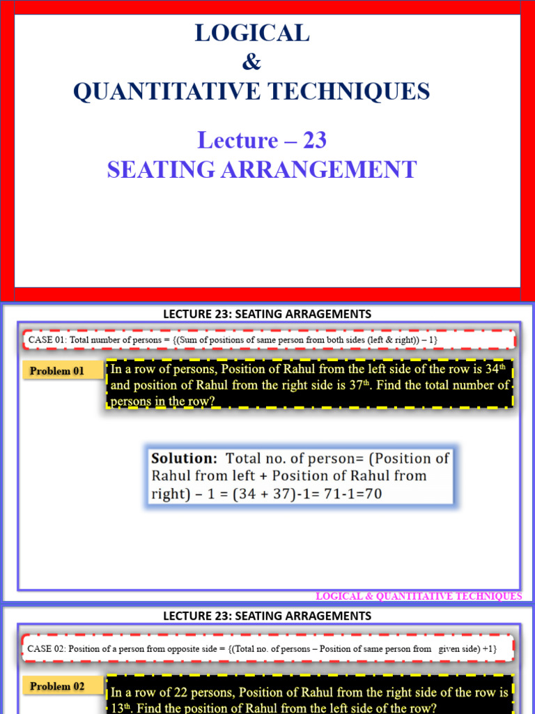 Lecture 23 (Seating Arrangements) | PDF