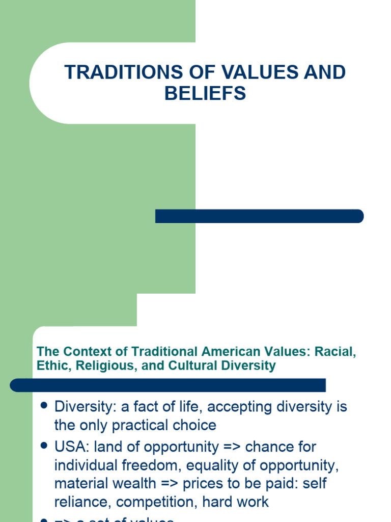 Traditions of Values and Beliefs | PDF | Religion & Spirituality