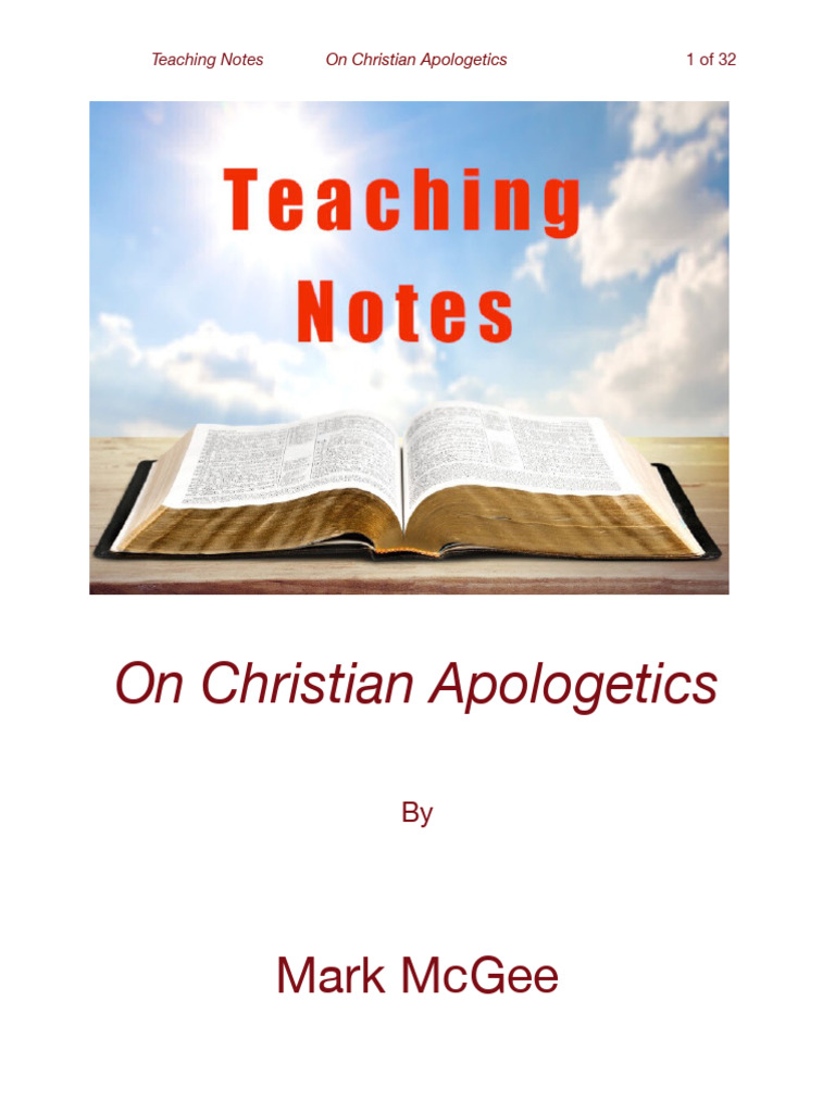 Christian Apologetics Teaching Notes | PDF | Resurrection Of Jesus ...