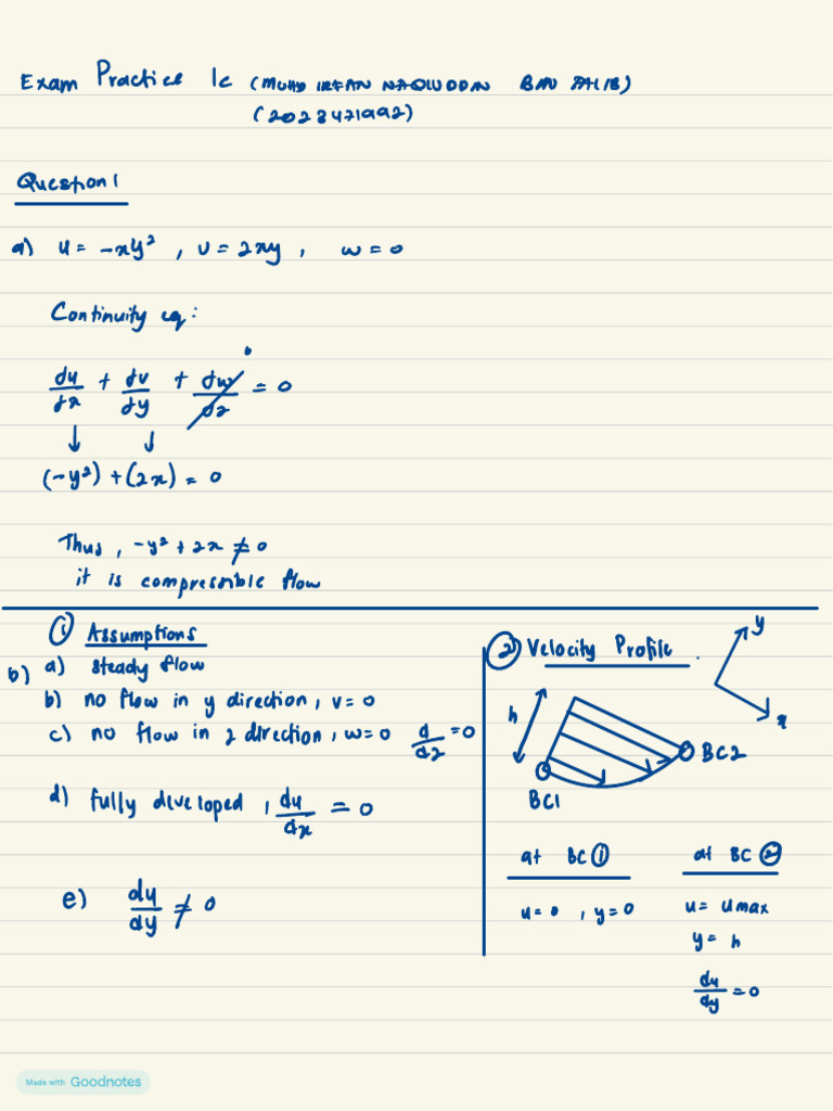 Exam Practice 1c Muhd Irfan Naqiuddin | PDF | Fluid Mechanics | Fluid Dynamics