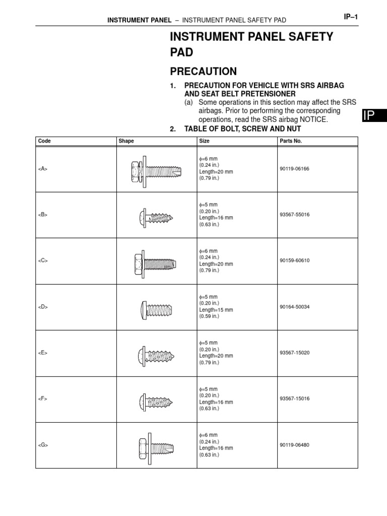 Instrument Panel Safety Pad Guide | PDF | Airbag | Manual Transmission