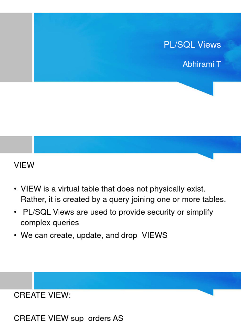 View | PDF | Table (Database) | Databases
