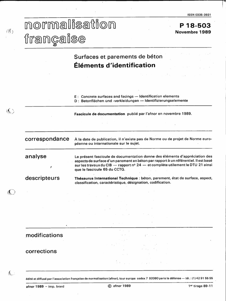 REGFR - NF P 18-503 - Extraits - Nov1989 - Surface-Beton | PDF