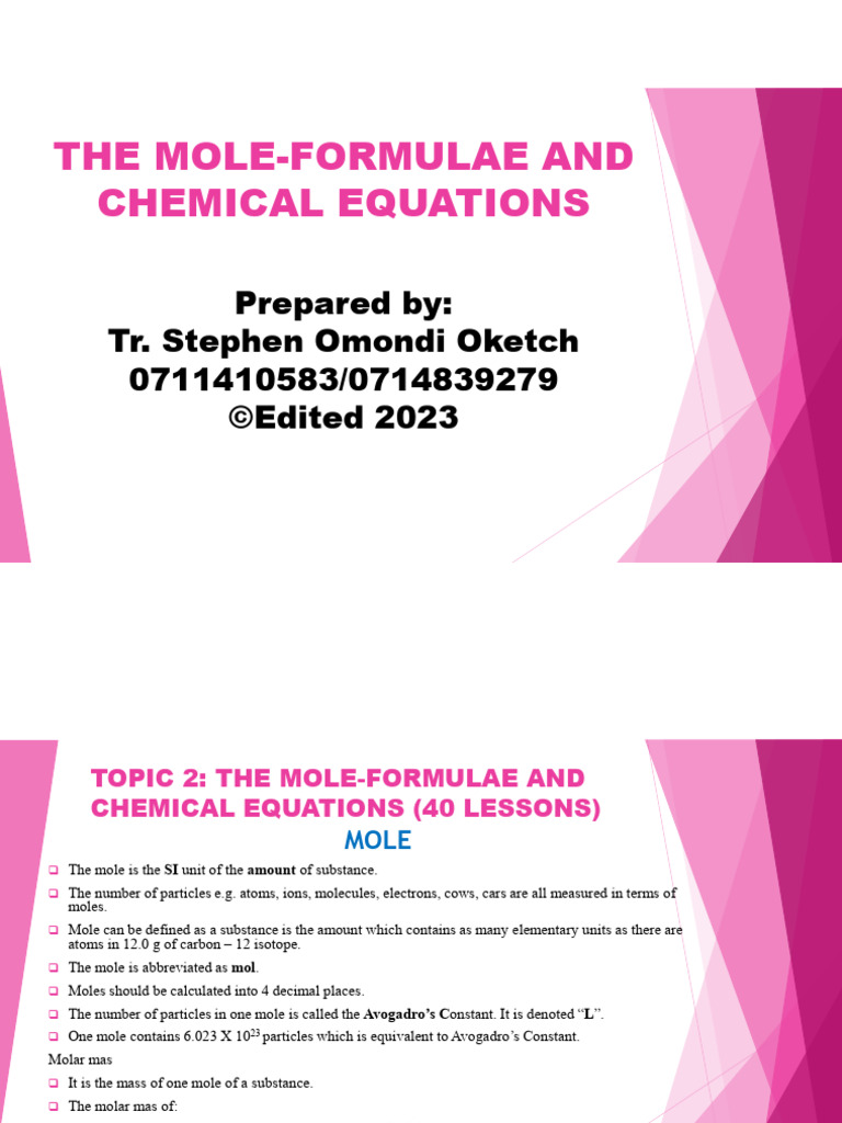 Form 3 Moles Notes | PDF | Mole (Unit) | Titration Form 3 Moles Notes | PDF | Mole (Unit) | Titration