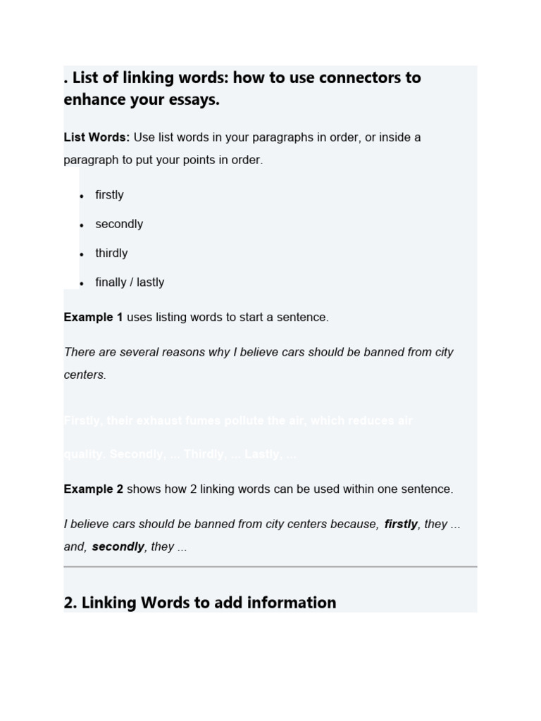 List of linking words | PDF