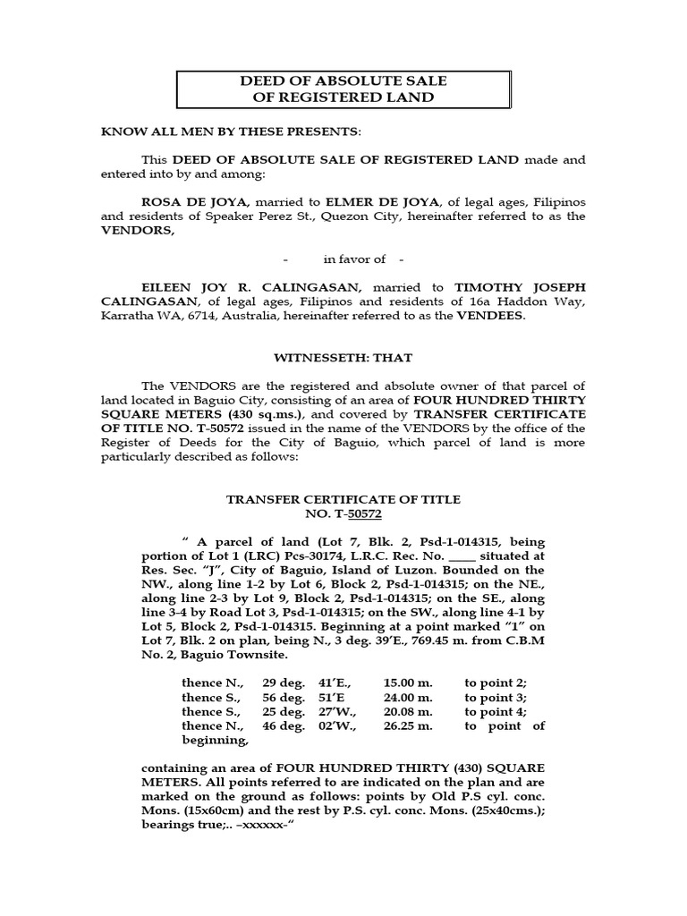 Deed of Sale - Carlo Remiendo | Download Free PDF | Justice | Crime & Violence