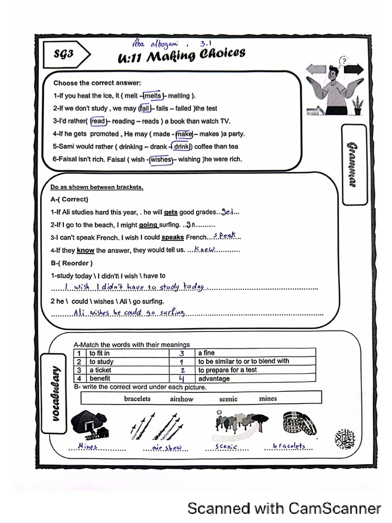 Answer Key English Worksheet.. | PDF