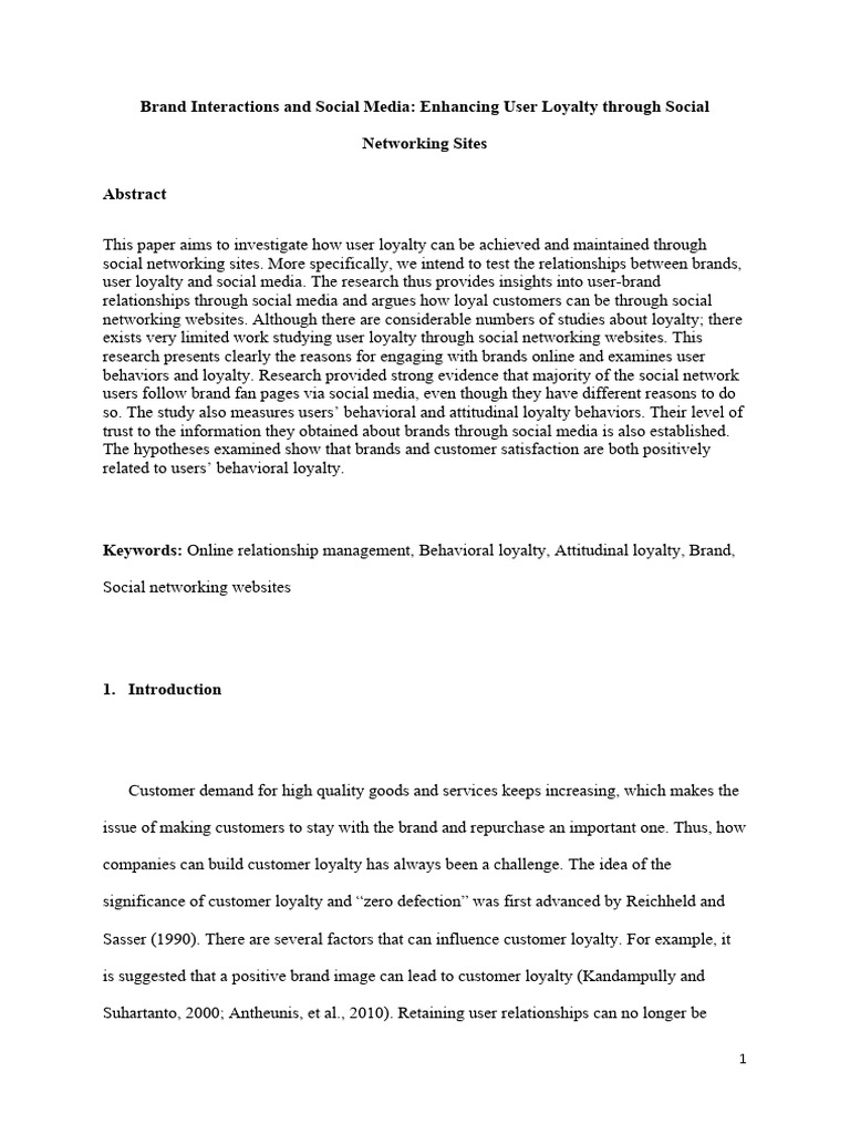 Paper Customer Loyalty Revised | PDF | Social Media | Popular Culture ...