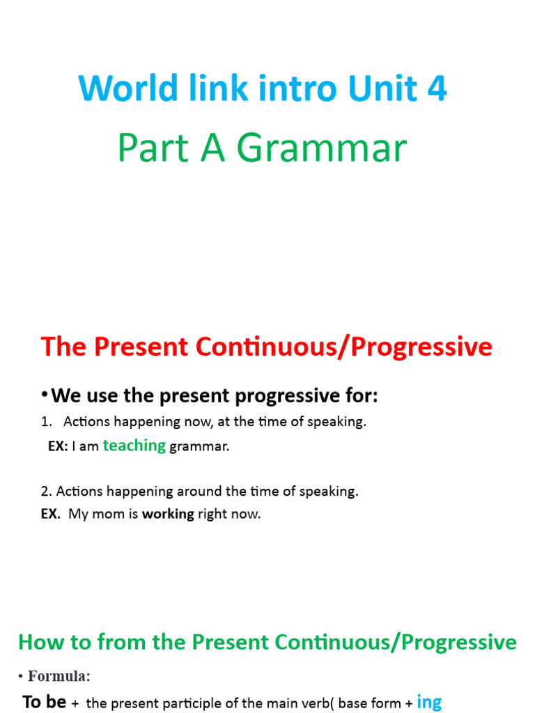 World Link Intro Unit 4 | PDF | Verb | Consonant
