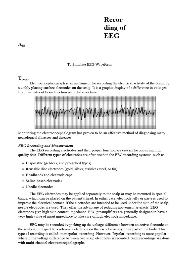 Recoding Of Eeg Pdf Electroencephalography Neural Oscillation