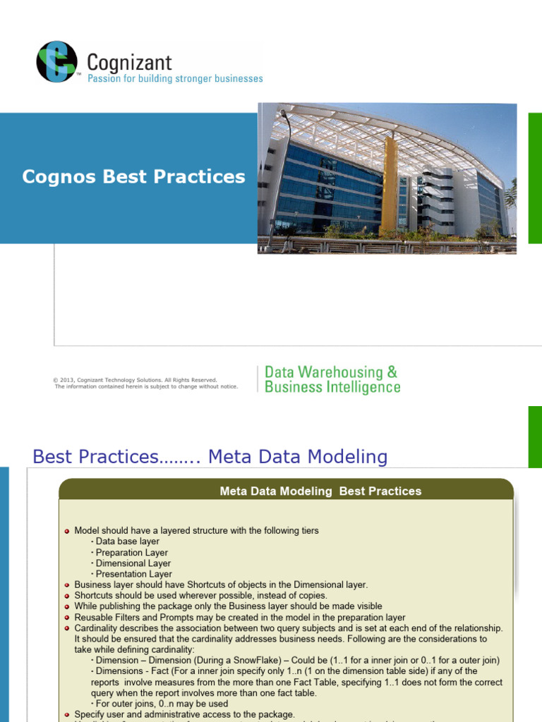 Cognos Best Practices Done Sep 13 | PDF | Databases | Data Management