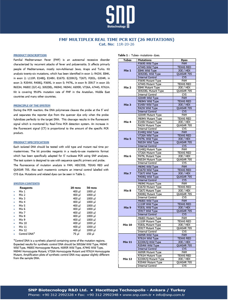 1456,Fmf Multipleks Real Time Pcr Kit 26 Mutationspdf | PDF ...