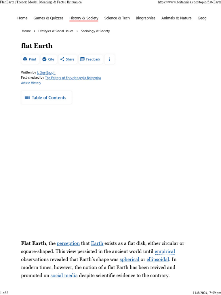 Flat Earth Theory, Model, Meaning, & Facts Britannica | PDF | Earth ...