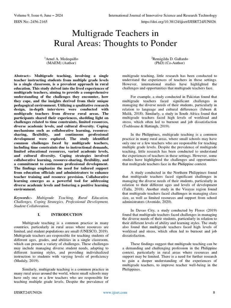 Multigrade Teaching Challenges in Rural Areas | PDF | Teachers ...