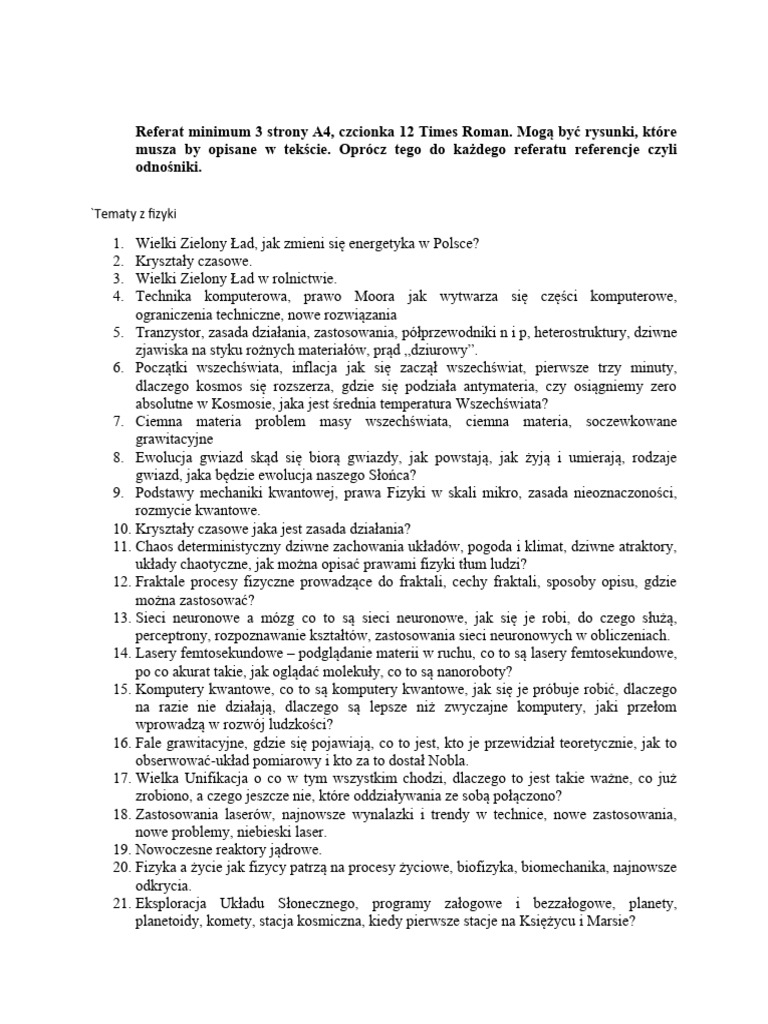 Tematy Z Fizyki | PDF