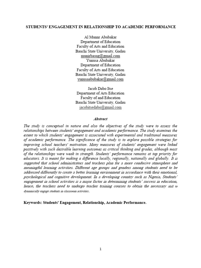 Student Engagement and Academic Success | PDF | Learning | Teachers