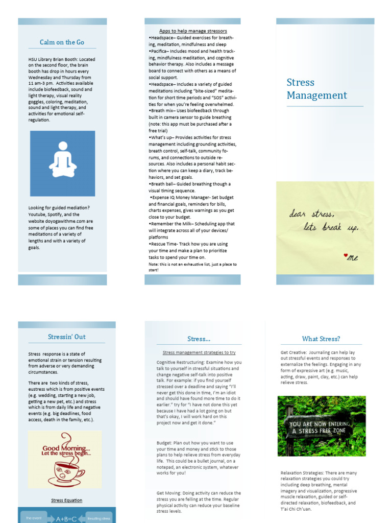 Stress Management Handout | PDF | Psychology | Behavioural Sciences