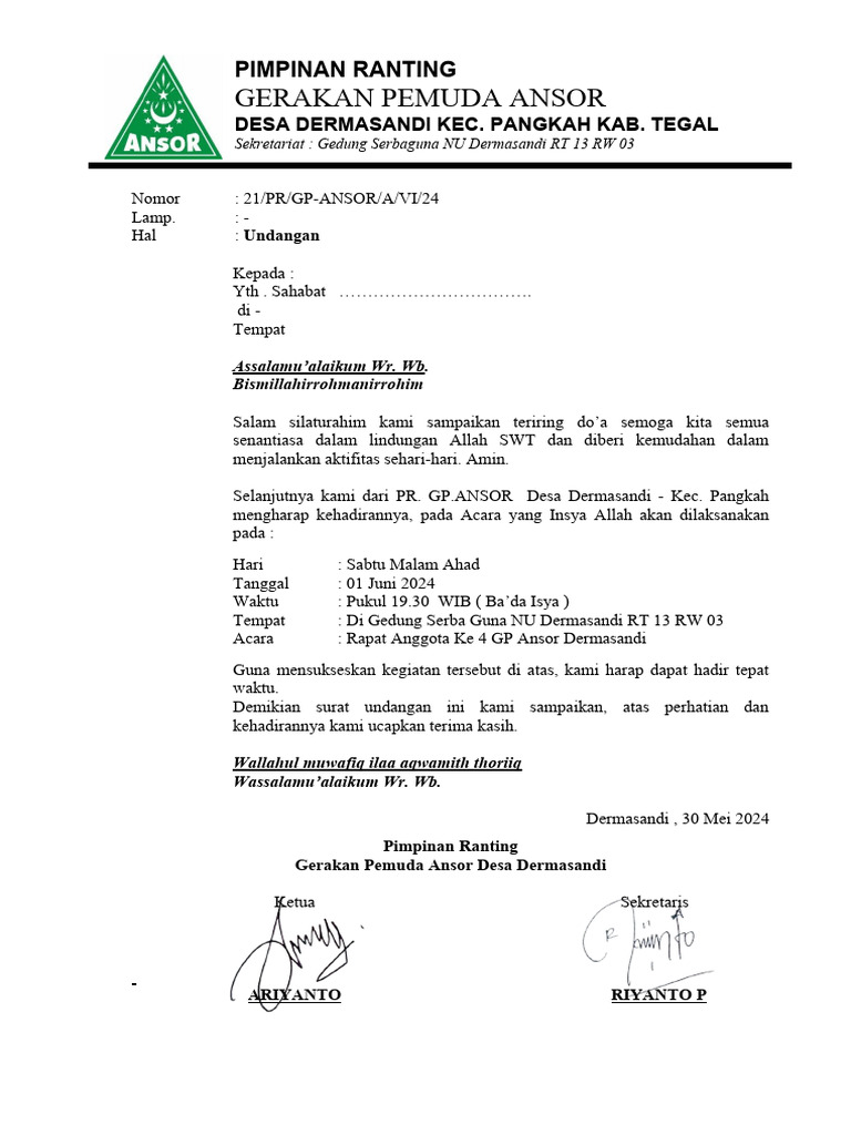 Surat Surat Rat 2024 | PDF