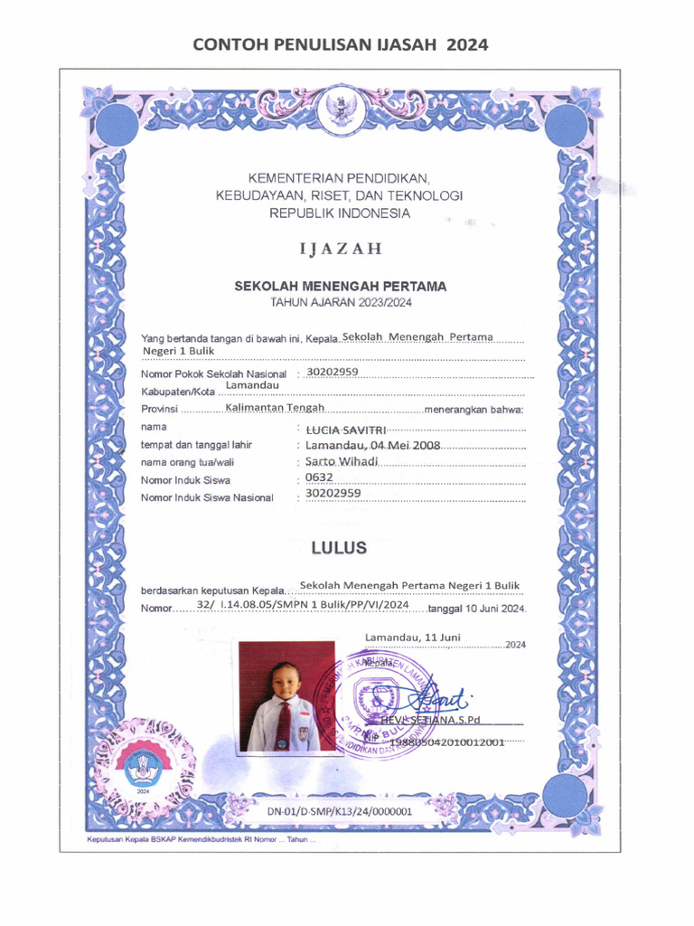 CONTOH PENULISAN IJAZAH 2024 | PDF