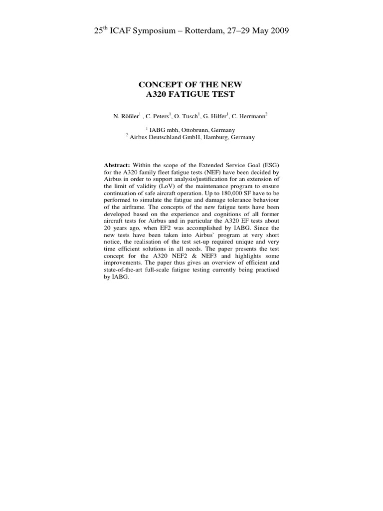IABG ICAF 2009 Concept of A320 NEF Test V3 | PDF | Nondestructive ...