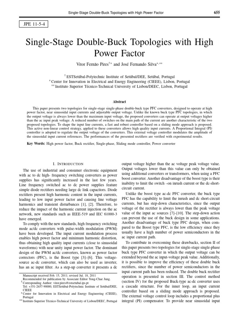Single-Stage Double-Buck Topologies With High Power Factor | PDF ...