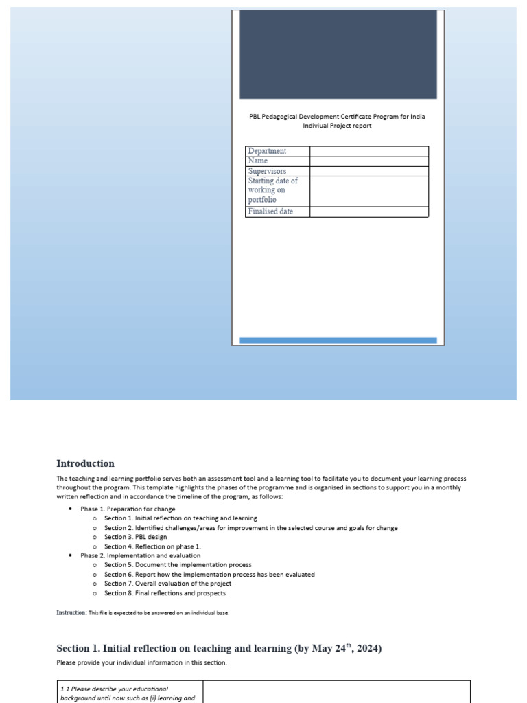 Template - Individual Project Report | PDF | Teachers | Learning
