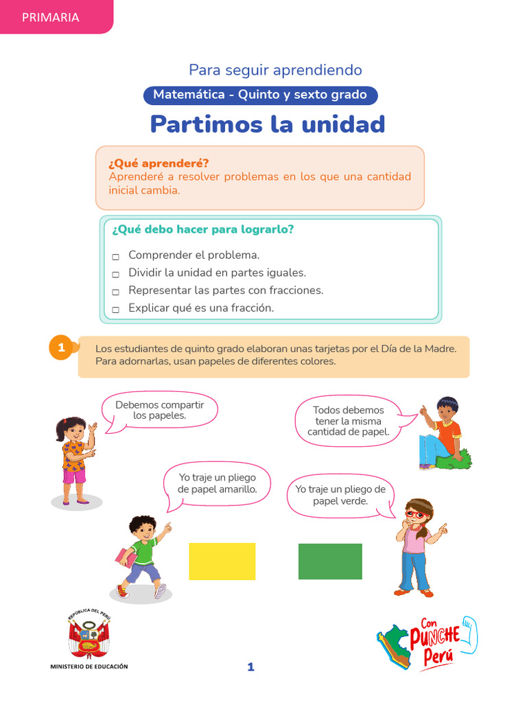 Partimos La Unidad - Matemática - Quinto y Sexto Grado | PDF